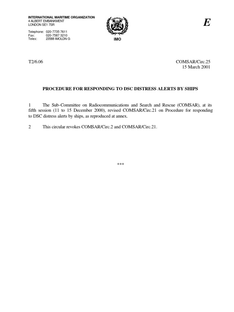 Procedure For Responding To DSC Distress Alerts by Ships | PDF ...