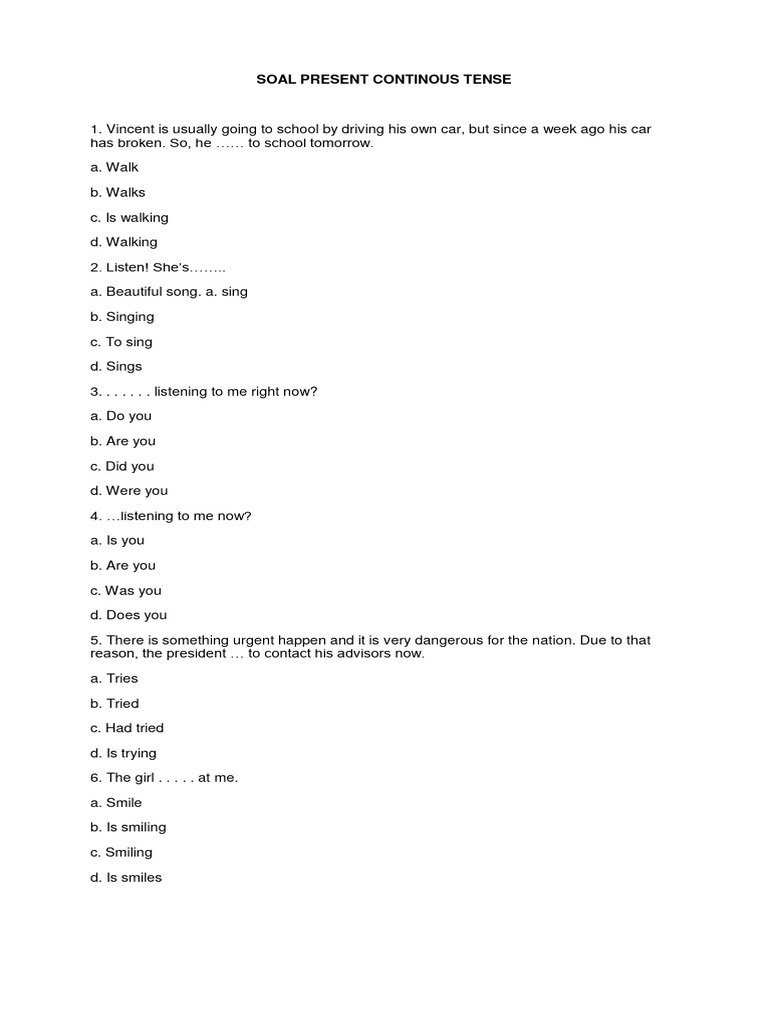 Soal Present Continous Tense | PDF