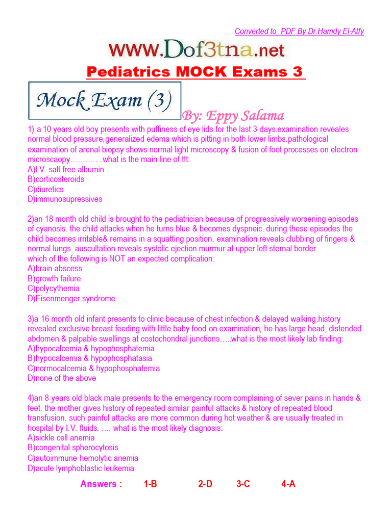 Pediatrics Exam Prep Guide | PDF | Self-Improvement | Wellness