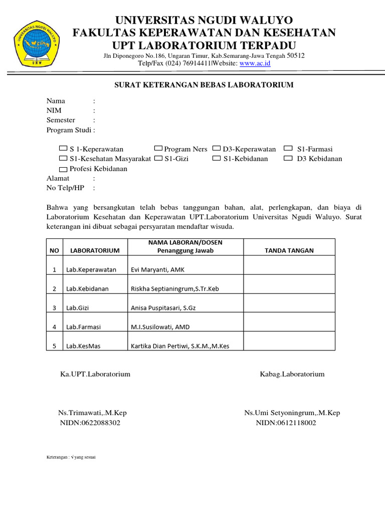 Formulir Bebas Laboratorium | PDF