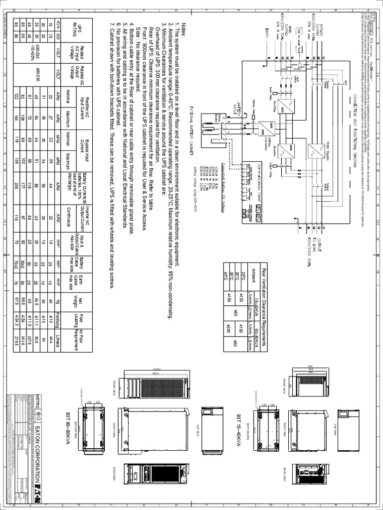 Eaton UPS SITEPLAN - 93T - 15-80kVA 400V | PDF | Alternating Current ...