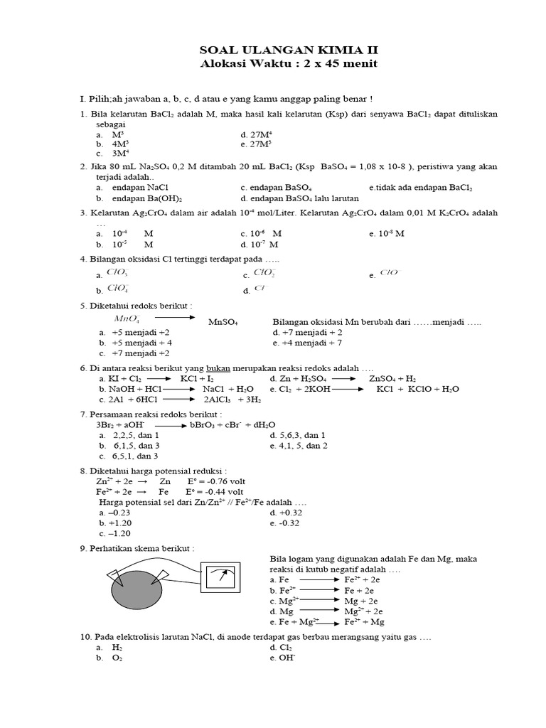Soal Ulangan Kimia Kelas III | PDF