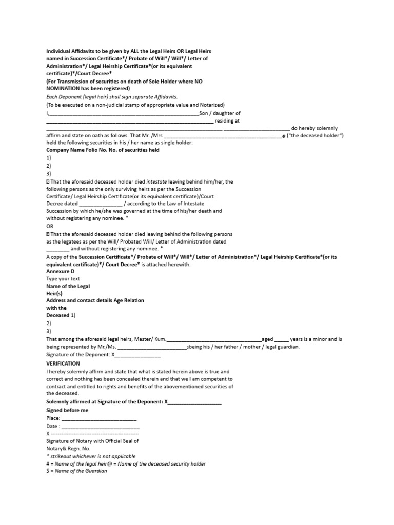SEBI Guidelines for Share Transmission | PDF | Notary Public | Indemnity