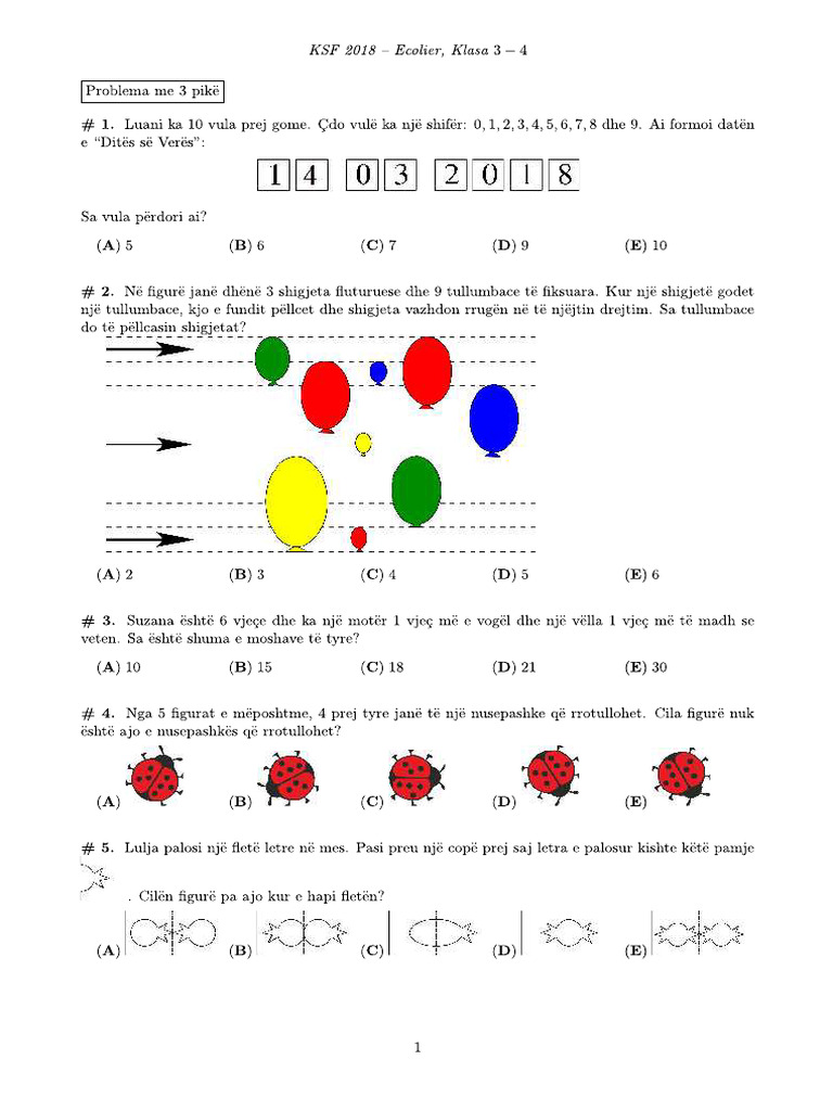 2018 Test 02 Ecolier p1-4 | PDF