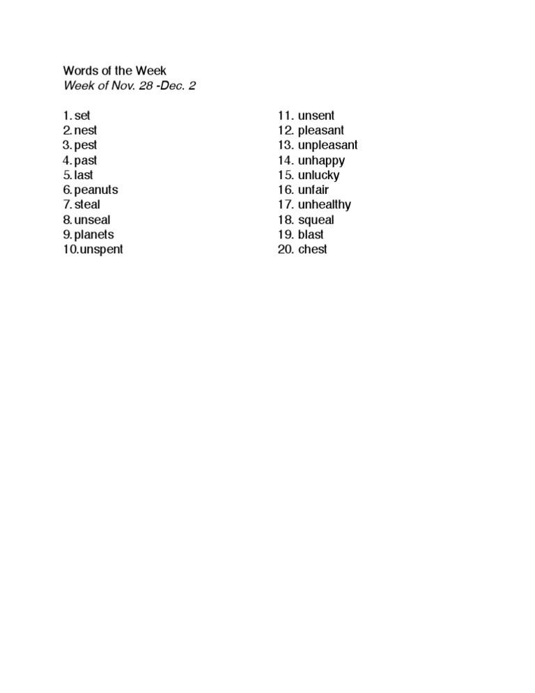 Words of The Week | PDF | Home & Garden