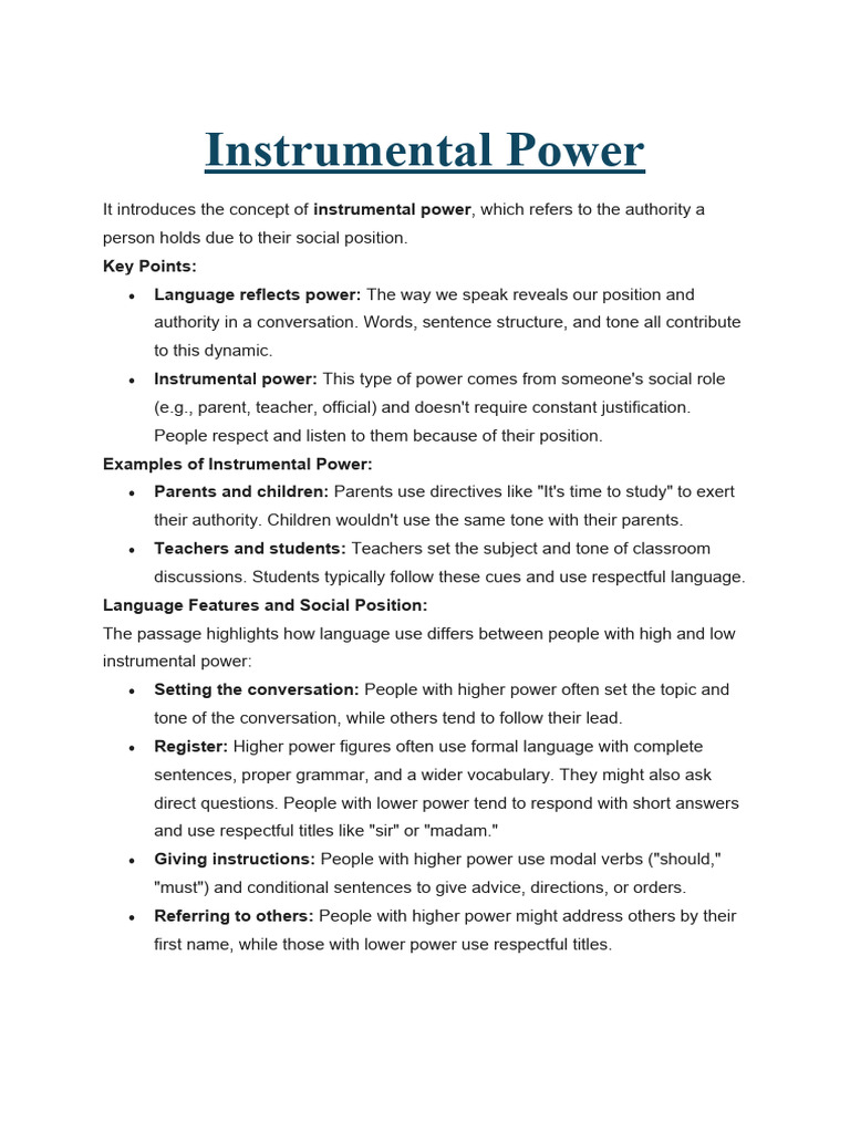 Instrumental Power | PDF