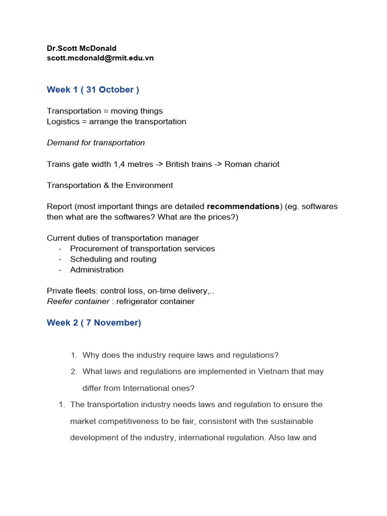 Transportation and Freight Logistcs Notes | PDF | Cargo | Intermodal ...