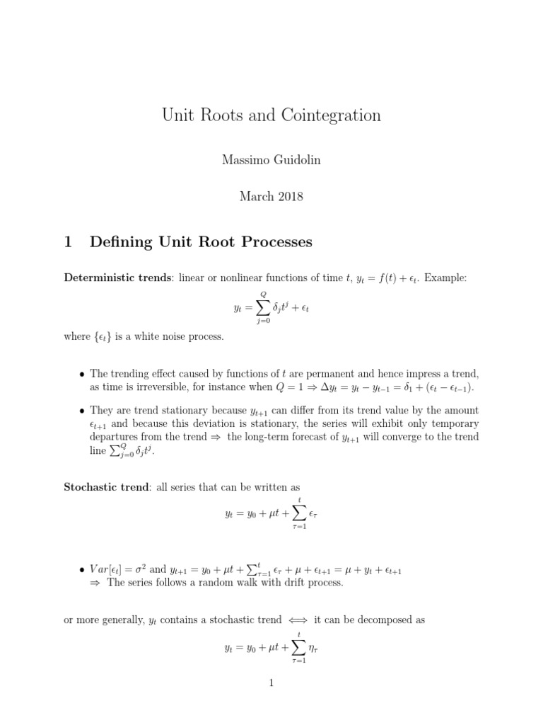 Econometrics: Unit Roots Explained | PDF | Time Series | Statistical ...