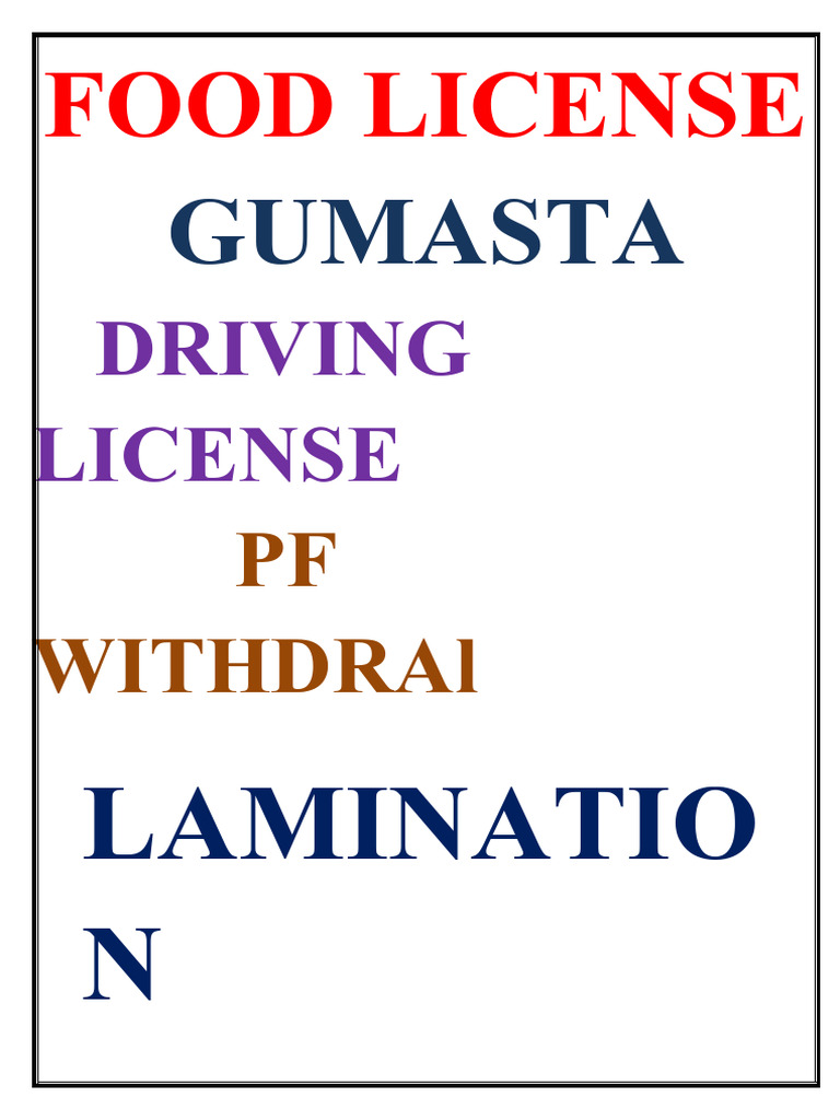 Food License Gumasta | PDF