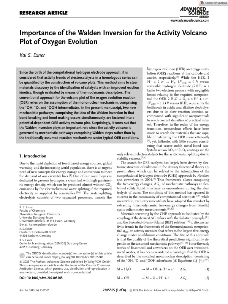 2023-Exner-Advanced Science-Importance of The Walden Inversion For The Activity Volcano Plot of ...