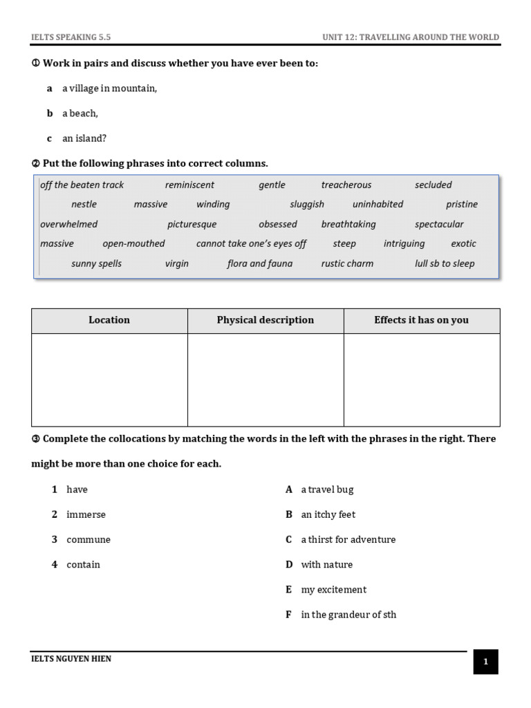 Unit 12 - Travelling Around The World | PDF | Tourism