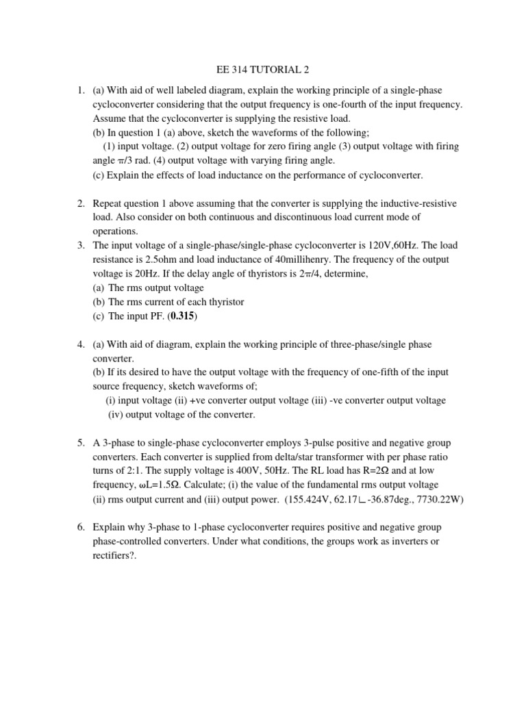 Cycloconverter Tutorial: Principles & Calculations | PDF | Teaching ...