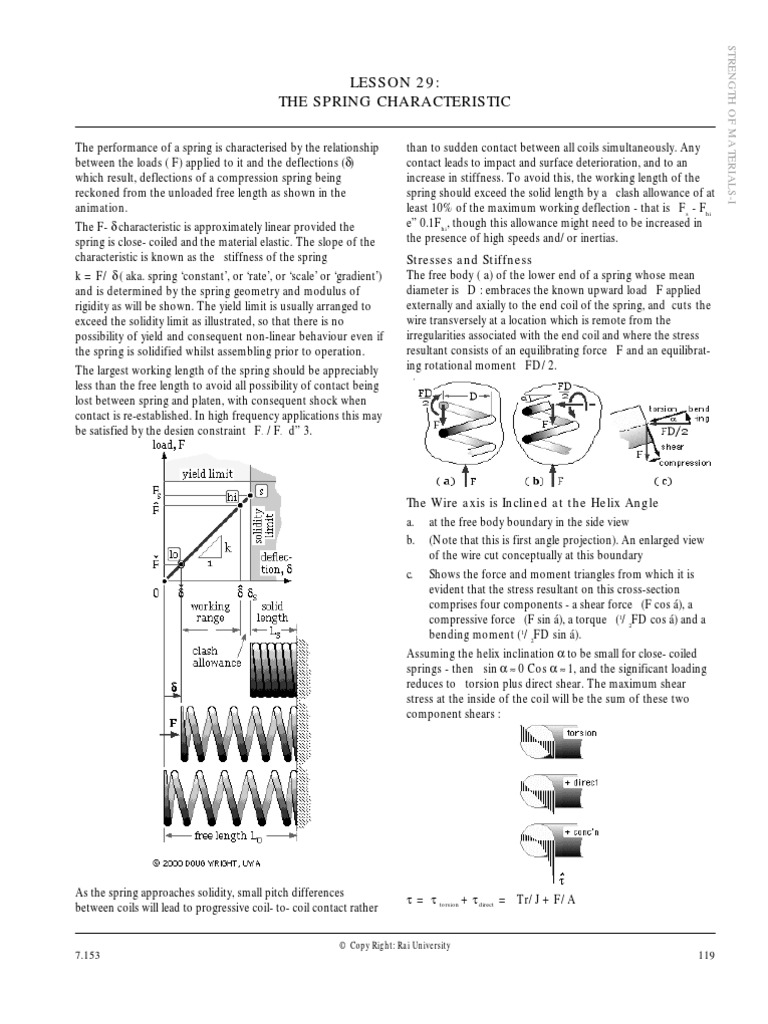 The Spring Characteristic | PDF | Strength Of Materials | Yield ...