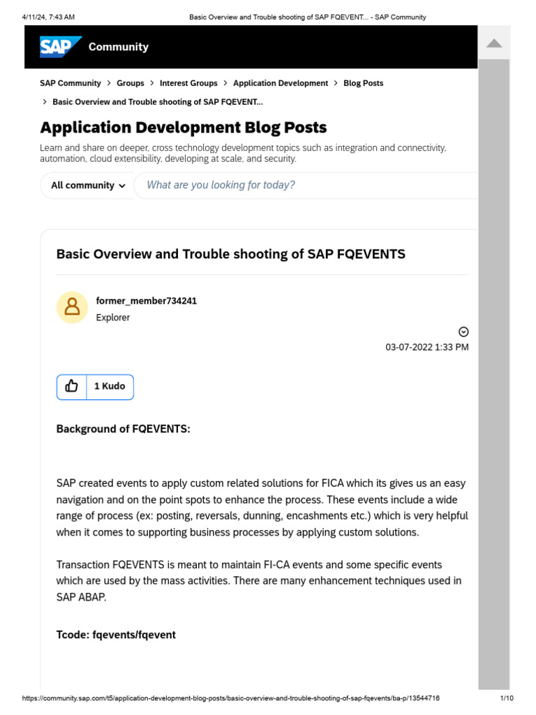 Basic Overview and Trouble shooting of SAP FQEVENT... - SAP Community | Download Free PDF ...
