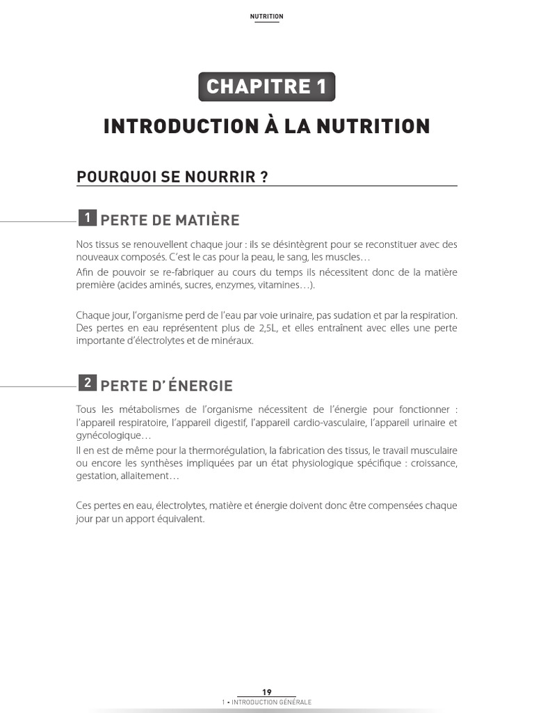 Introduction à la nutrition humaine | PDF | Nutriments | Nutrition