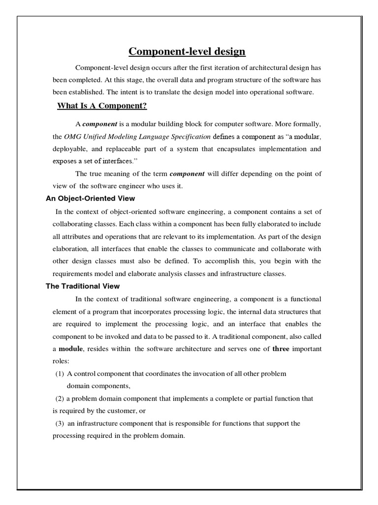 3.2 Component Level Design | PDF | Component Based Software Engineering | Class (Computer ...