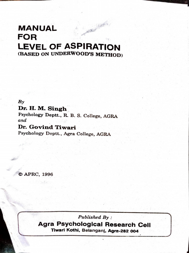 Level of Aspiration | PDF | Goal | Goal Setting