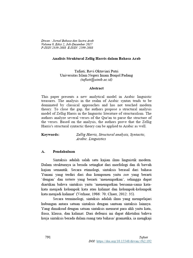 Refli, Tafiati, Zellig Harris | PDF