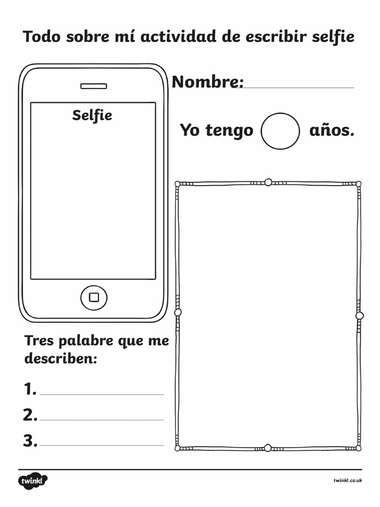 ES t2 T 349 All About Me Selfie Writing Activity Sheet Spanish | PDF