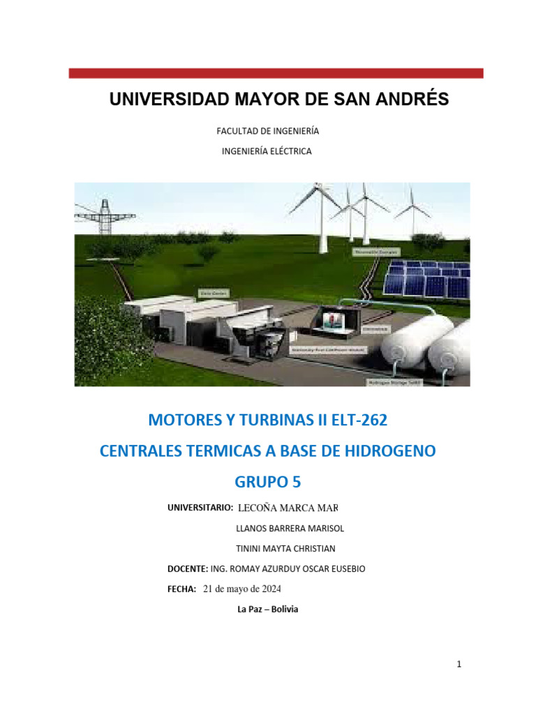 Centrales Termicas A Base de Hidrogeno Elt262 | PDF | Energía renovable | Transporte