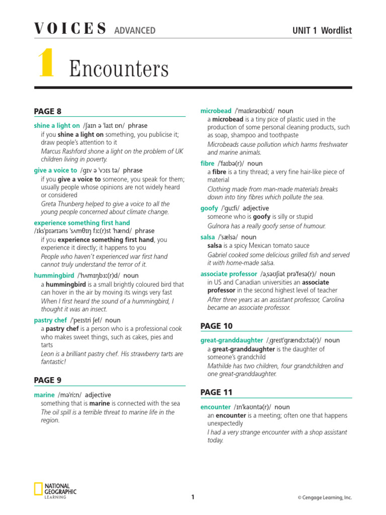 Voices Advanced Wordlist | PDF | Adjective | Verb