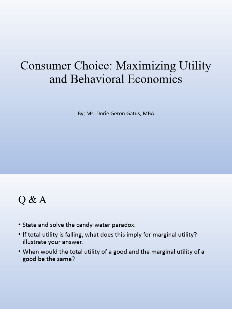 Utility Maximization in Consumer Choice | PDF | Utility | Marginal Utility
