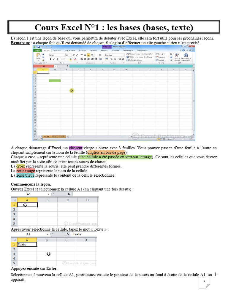 Cours Excel | PDF | Microsoft Excel