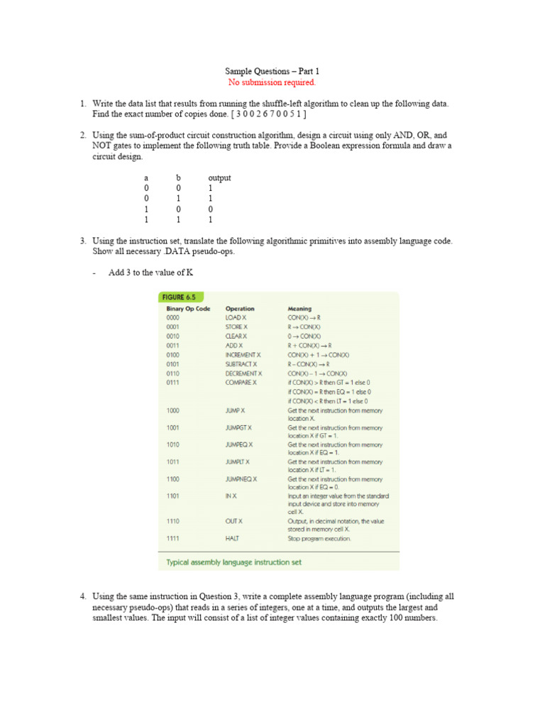 cse102-questions-part1-2024 | PDF | Assembly Language | Algorithms