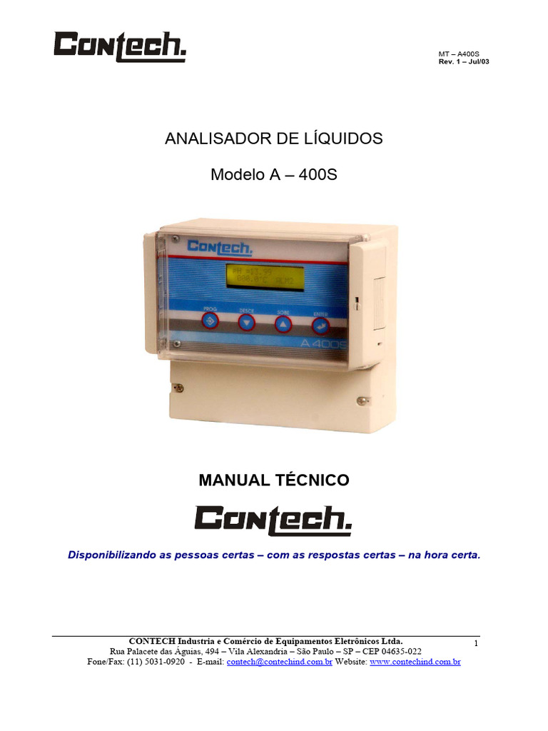 Manual Técnico do Analisador A400S | PDF | Cronômetro | Parâmetro ...