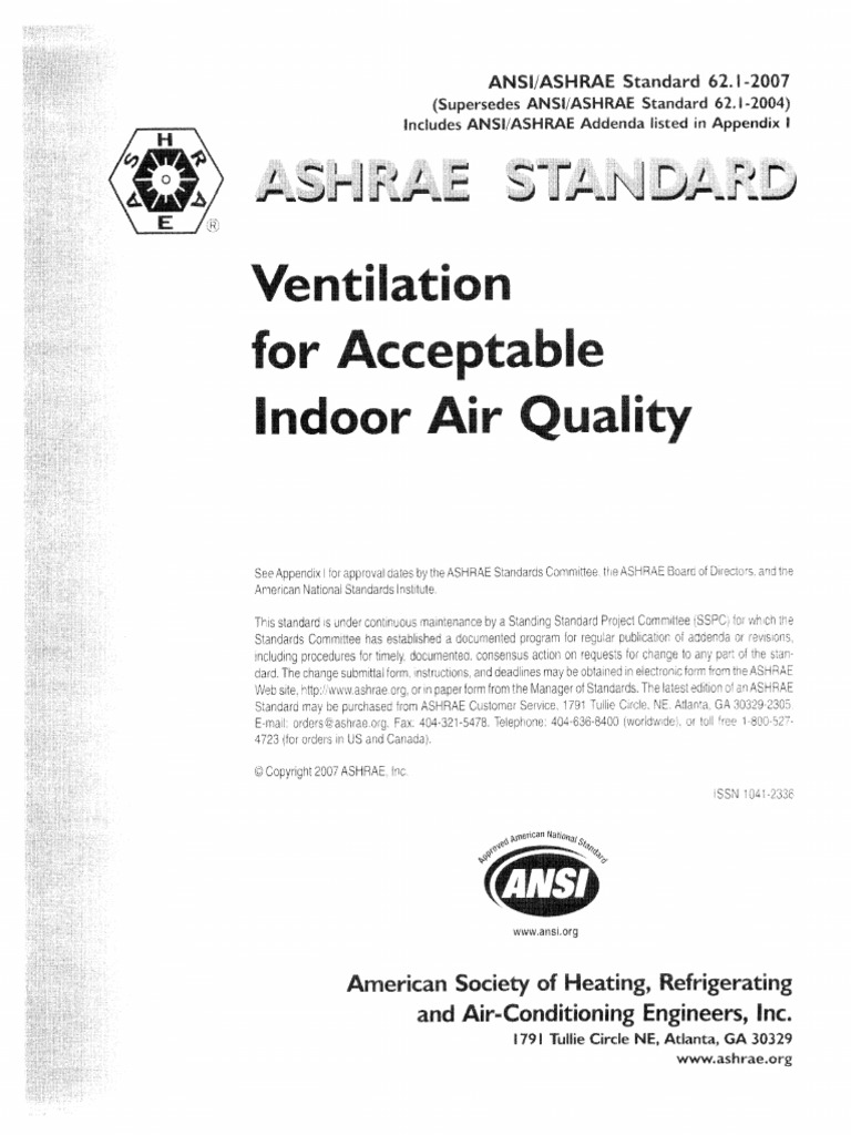 Ashrae 62.1-2007 | PDF | Ventilation (Architecture) | Atmosphere