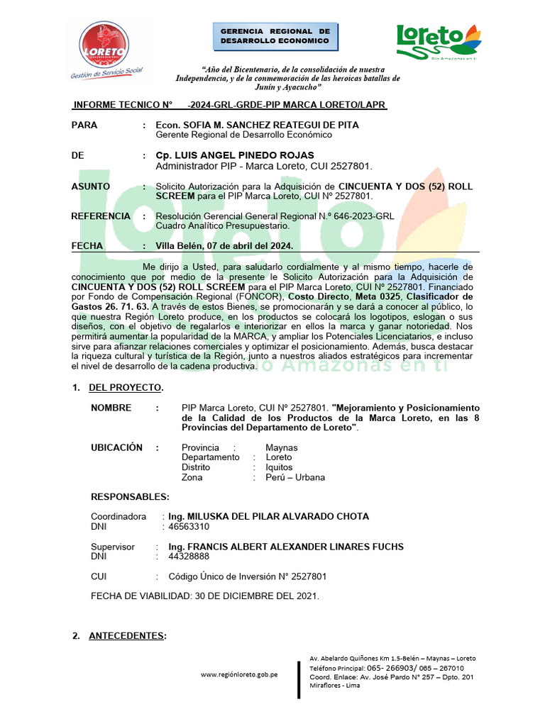 7. Inf. N° 45 ADQ. 06 BANNERS ROLED SCREEM - MODIFICADO | PDF | Marca ...