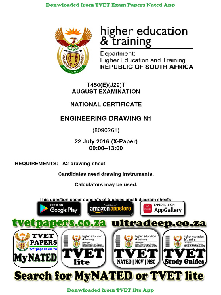 T450 - Engineering Drawing N1 QP Aug 2016 | PDF | Computer Aided Design ...