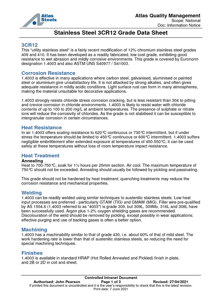 Stainless-Steel-3CR12-Grade-Data-Sheet-27-04-21 | Download Free PDF ...