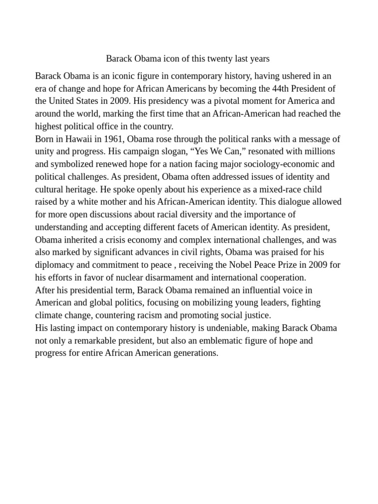 Barack Obama: Icon of Change and Hope | PDF | Politics | Social Science