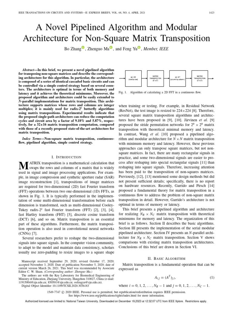 A Novel Pipelined Algorithm and Modular Architecture For Non-Square ... A Novel Pipelined Algorithm and Modular Architecture For Non-Square ...