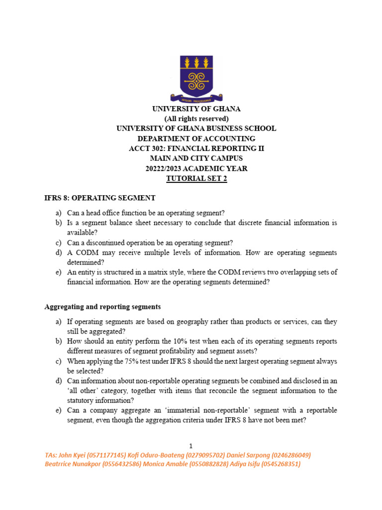 ACCT 302 Tutorial Set 3 | PDF | International Financial Reporting ...
