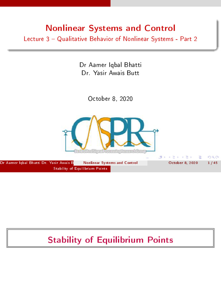 Stability of Nonlinear Equilibrium Points | PDF | Stability Theory ...