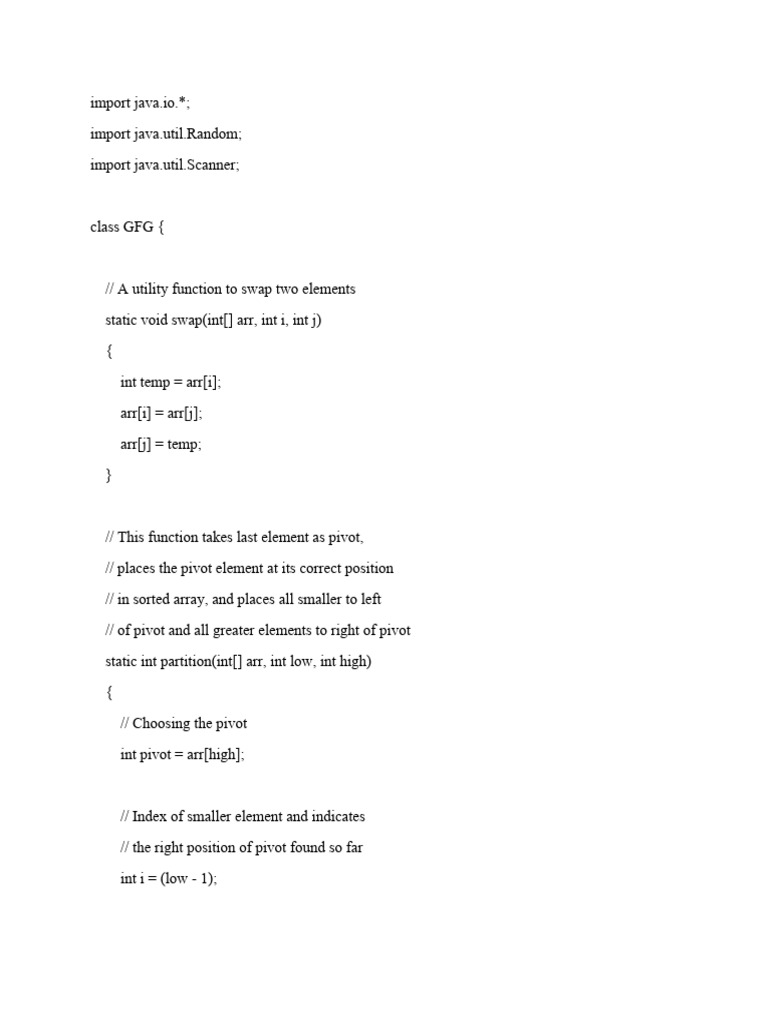 Quick Sort | PDF | Algorithms And Data Structures | Computer Programming Quick Sort | PDF | Algorithms And Data Structures | Computer Programming