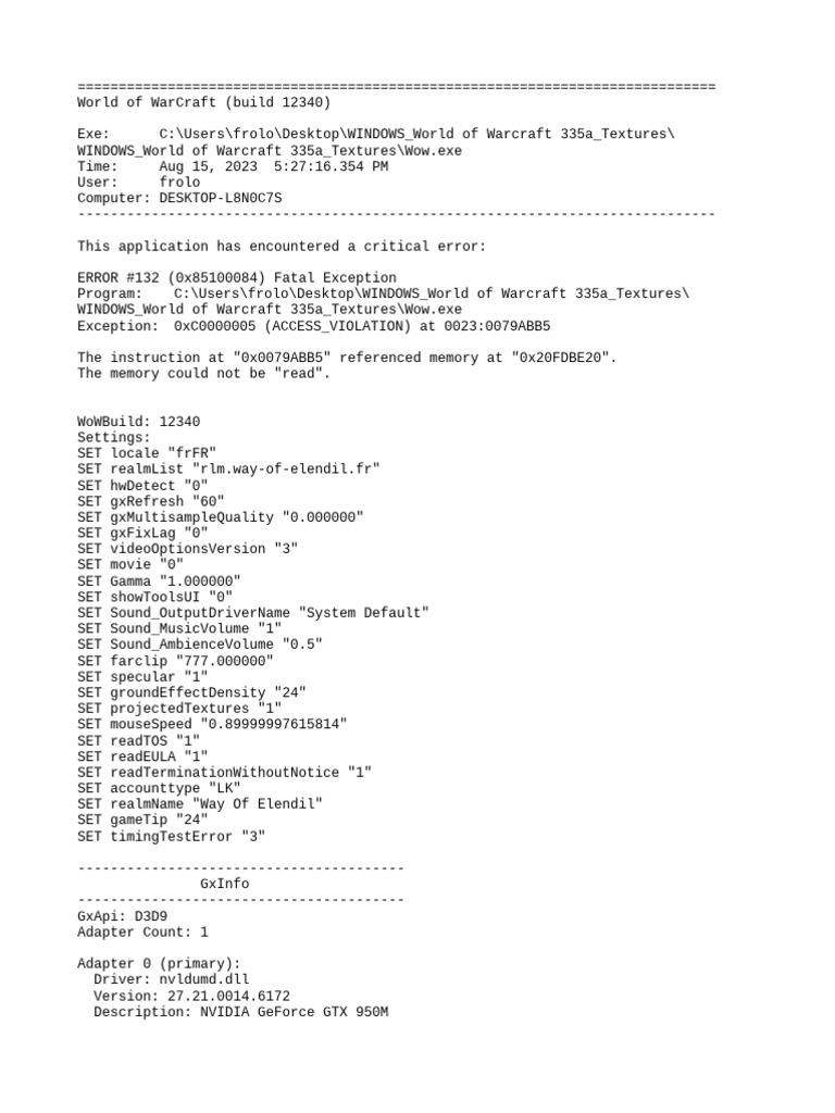 WoW Error #132 Access Violation Fix | PDF | Microsoft Software | Operating System Families