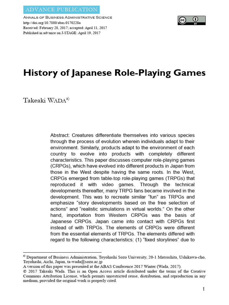 History of Japanese Role-Playing Games | PDF | Disruptive Innovation ...