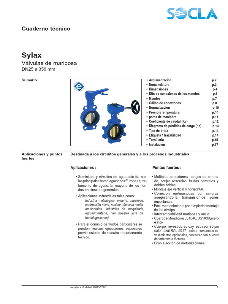 SOCLA - Valvulas Mariposa Sylax | PDF | Presión