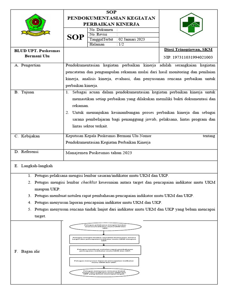 Sop Pendokumentasian Kegiatan Perbaikan Kinerja | PDF | Bisnis | Teknologi & Rekayasa