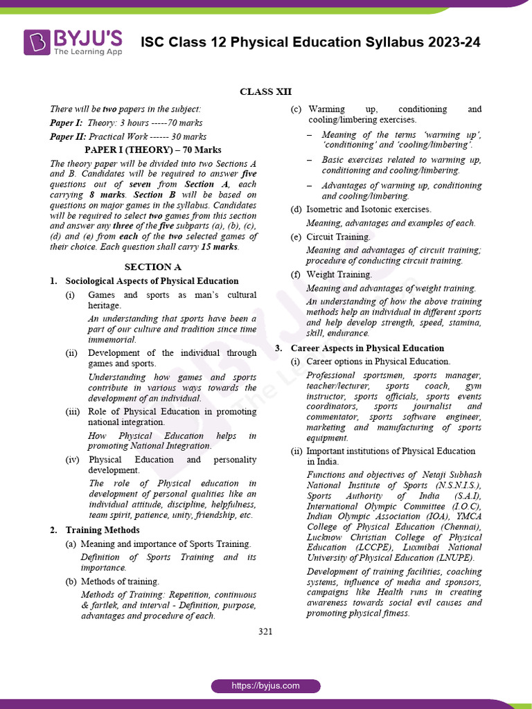 ISC Classhysical Education Syllabus 2023 24 | PDF | Track And Field ...