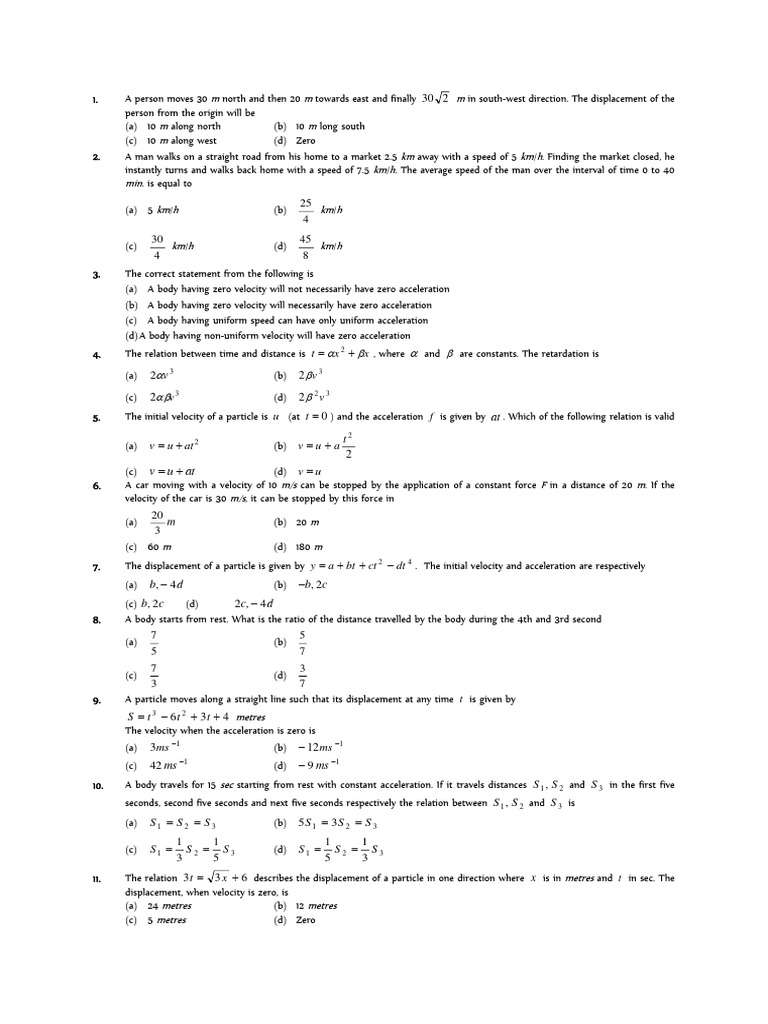 Motion in 1D | PDF | Acceleration | Velocity