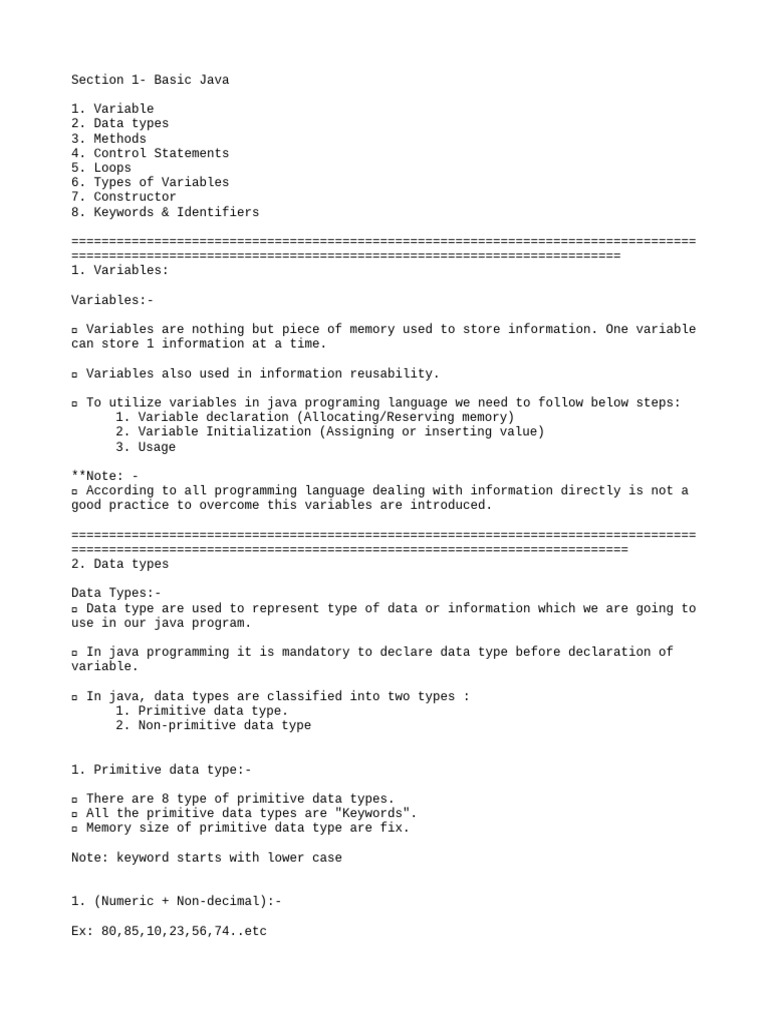 Java Section-I | PDF | Programming | Constructor (Object Oriented Programming)