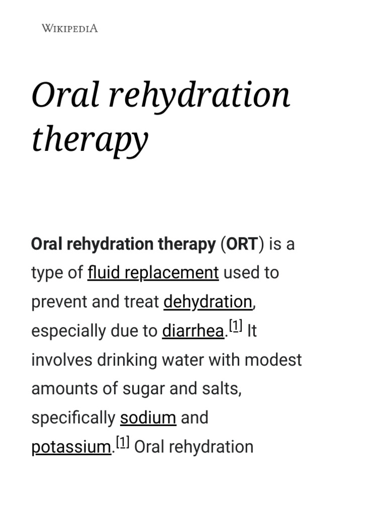 Oral Rehydration Therapy | PDF | Causes Of Death | Medical Treatments