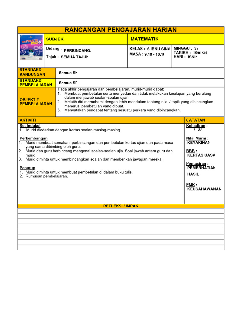 RPH Perbincangan Kertas Uasa | PDF