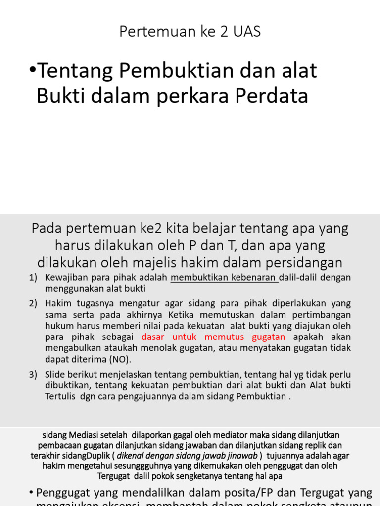 Istilah THD Kekuatan Alat Bukti DLM HK Acara Perdata | PDF