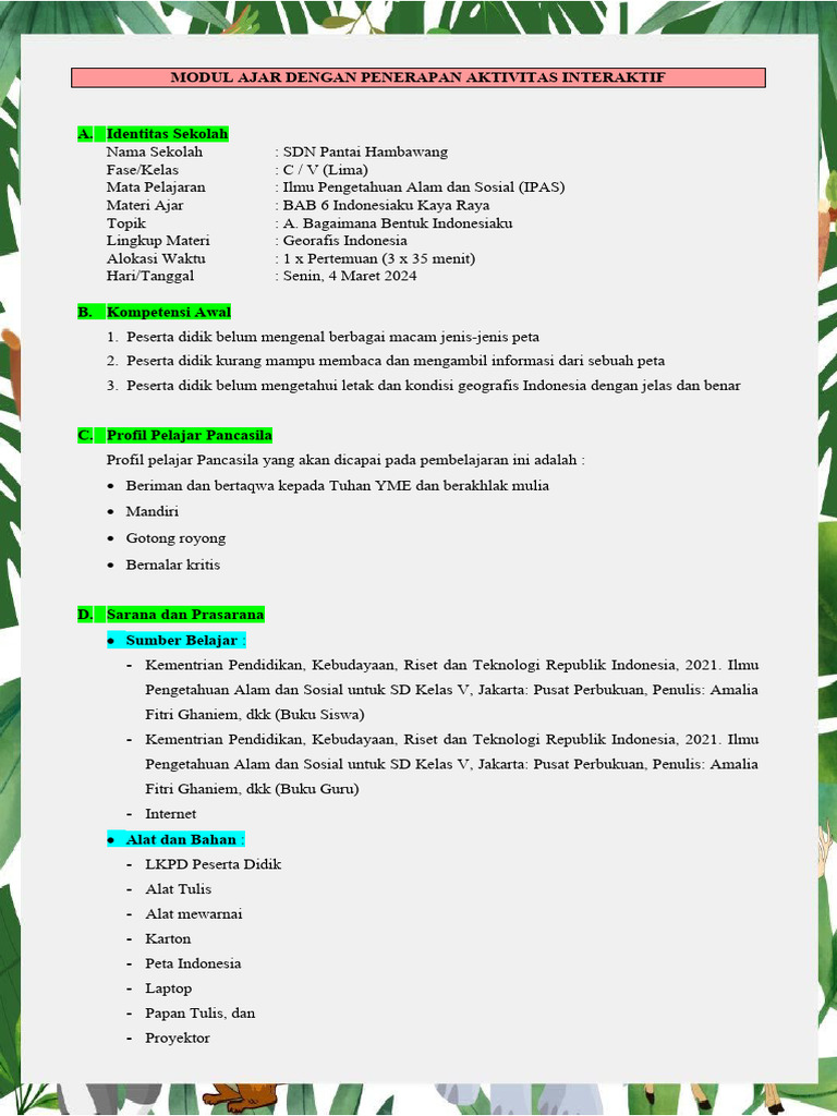 Modul Ajar IPAS Kelas 5: Geografi Indonesia | PDF | Karier ...