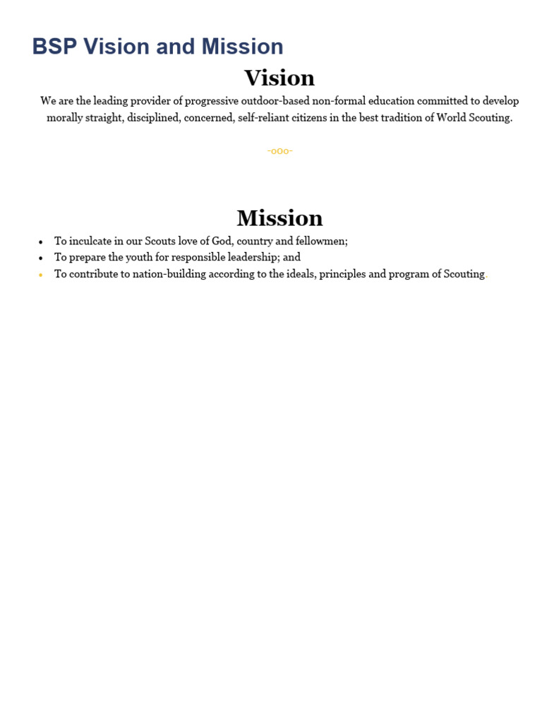 BSP Vision and Mission | PDF